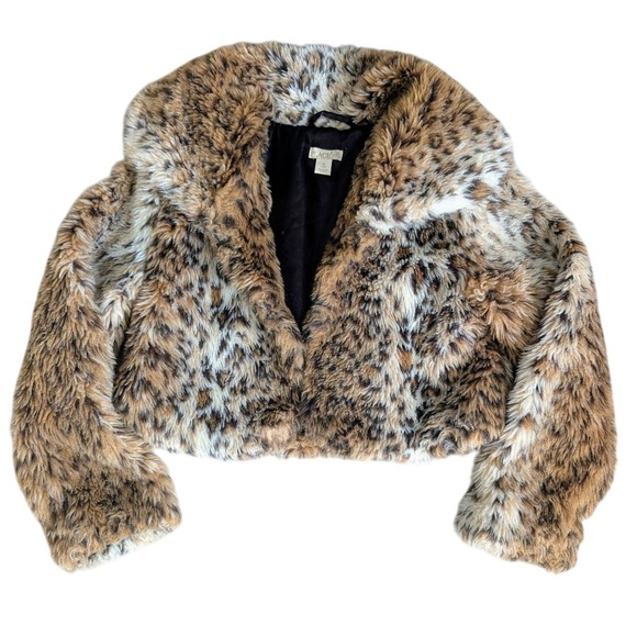 Place 89 | Jackets & Coats | Y2k Leopard Print Faux Fur Cropped Jacket ...